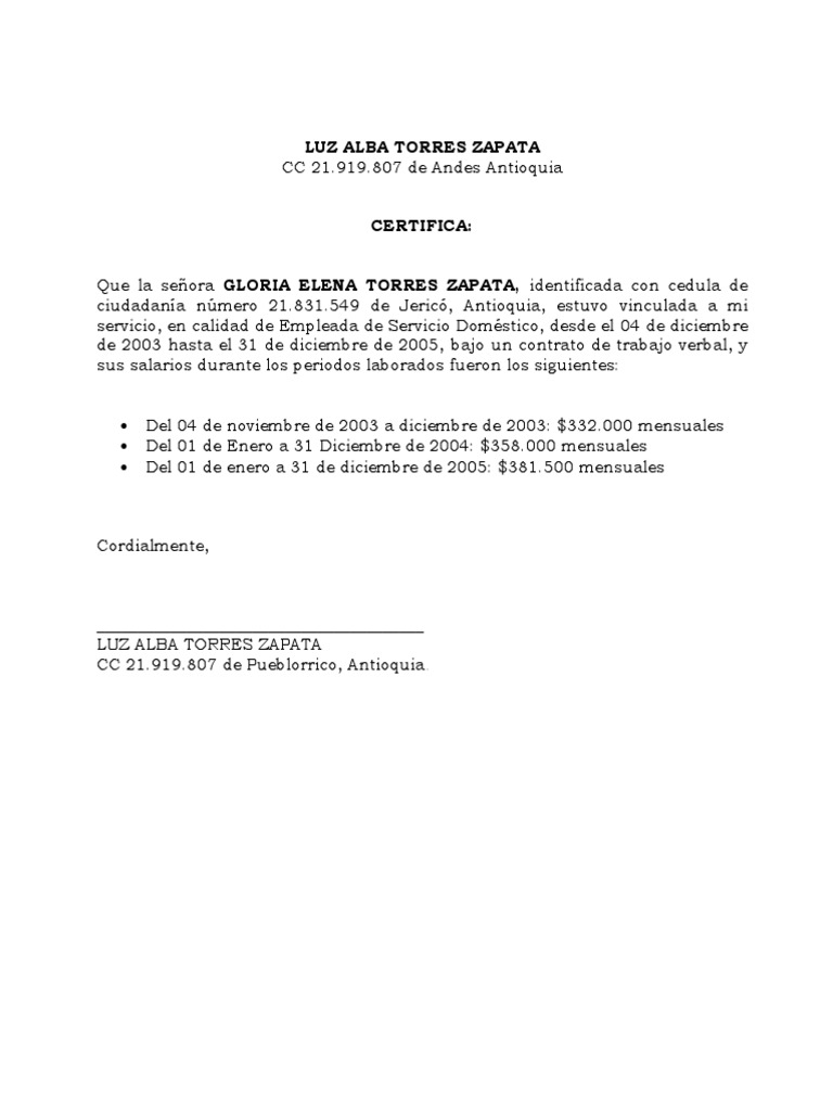 Certificado Salarial | PDF