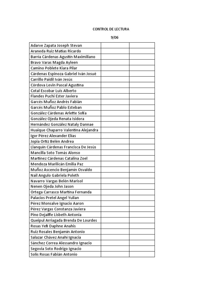 Control de Lectura PDF 2023 | PDF