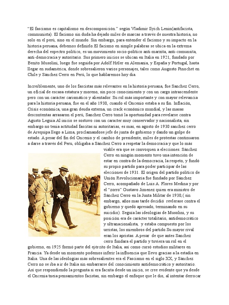 El fascismo en la historia peruana | PDF | Fascismo | Perú