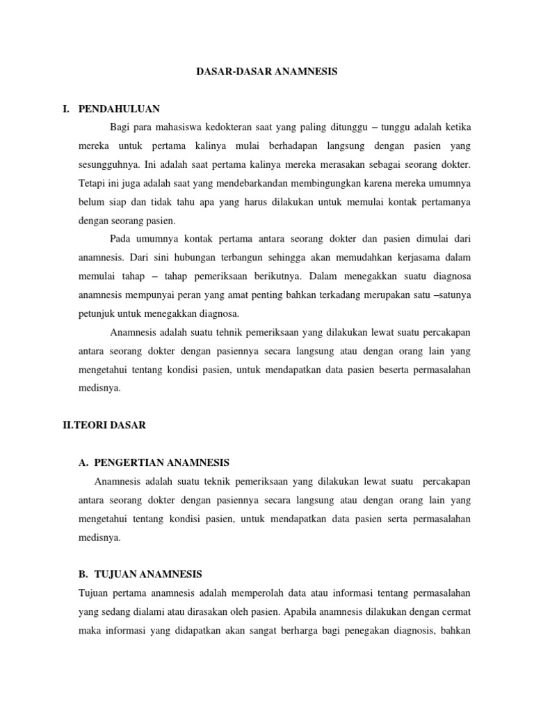 Dasar Dasar Anamnesis | PDF
