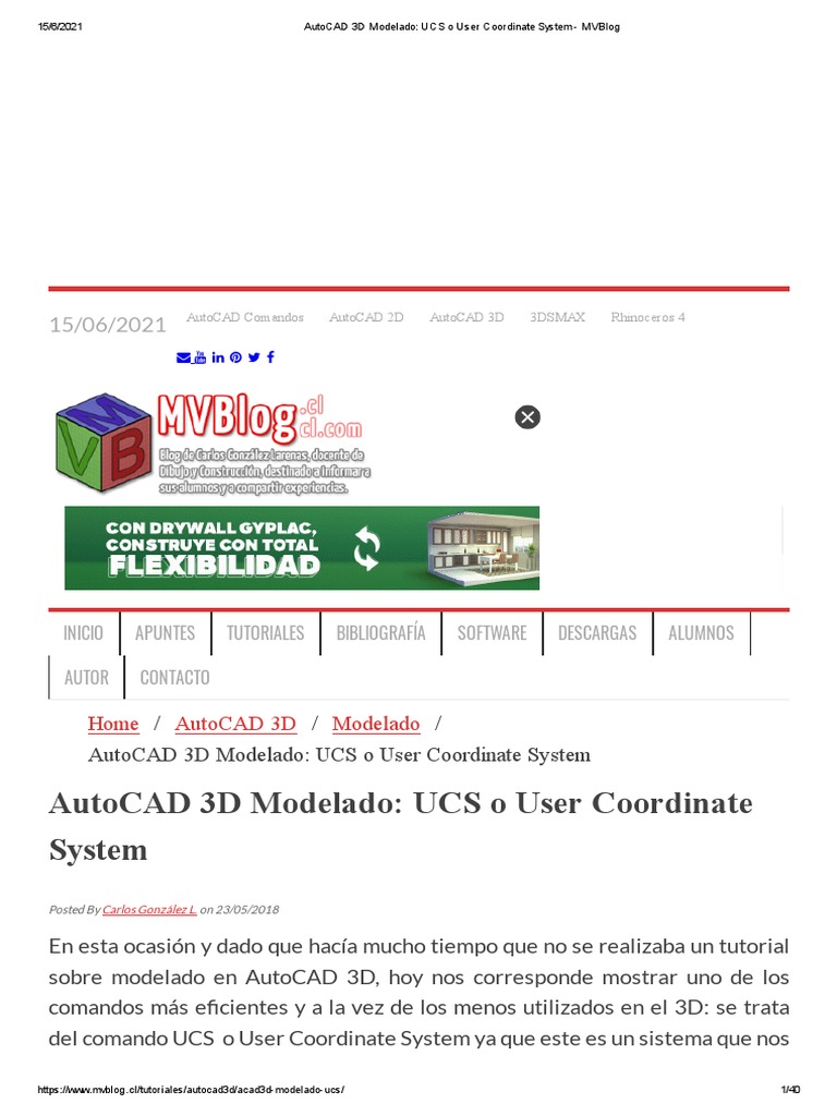 AutoCAD 3D Modelado - UCS o User Coordinate System - MVBlog | PDF ...