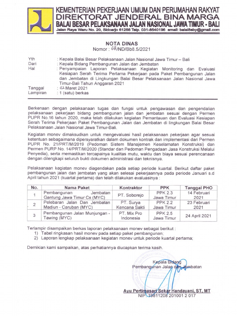 Contoh Laporan Monev | PDF