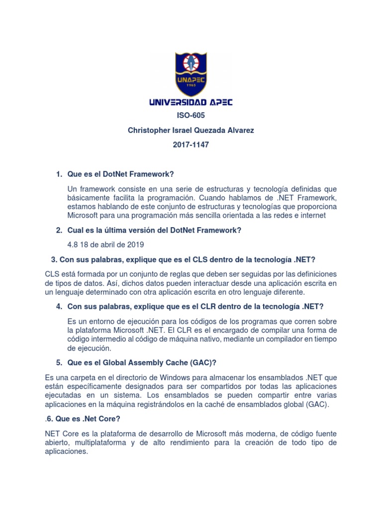 ISO 605 Tarea01 | PDF | .NET Framework | Edad de información
