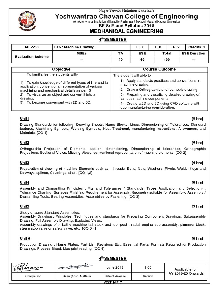 Yeshwantrao Chavan College of Engineering: Mechanical Egnineering | PDF | Engineering Tolerance ...