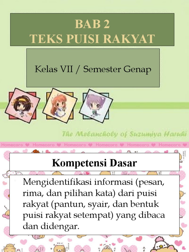Bab 2 Teks Puisi Rakyat: Kelas VII / Semester Genap | PDF | Puisi
