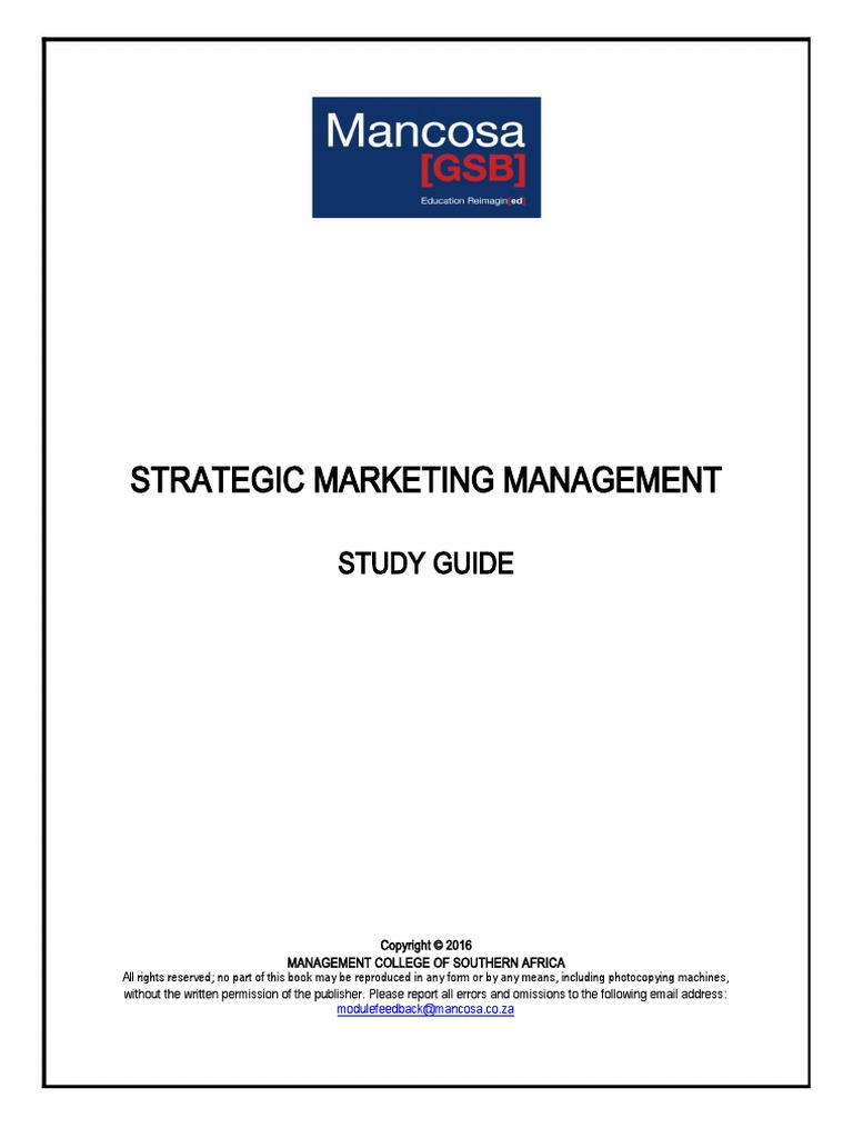 Strategic Marketing Management Pdf Marketing Strategy Marketing