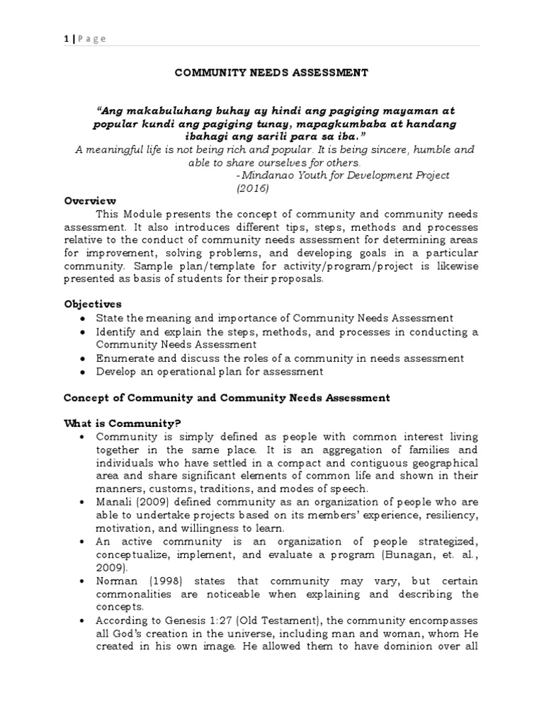 Community Needs Assessment | PDF | Needs Assessment | Survey Methodology