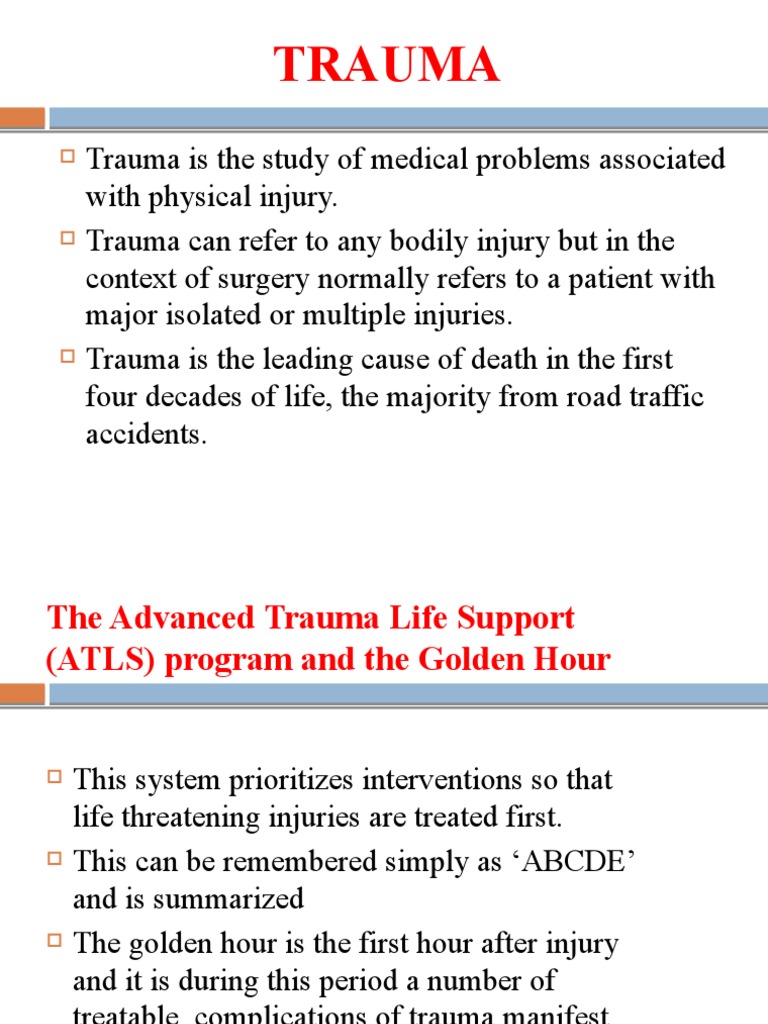 Trauma | PDF | Physiology | Human Diseases And Disorders
