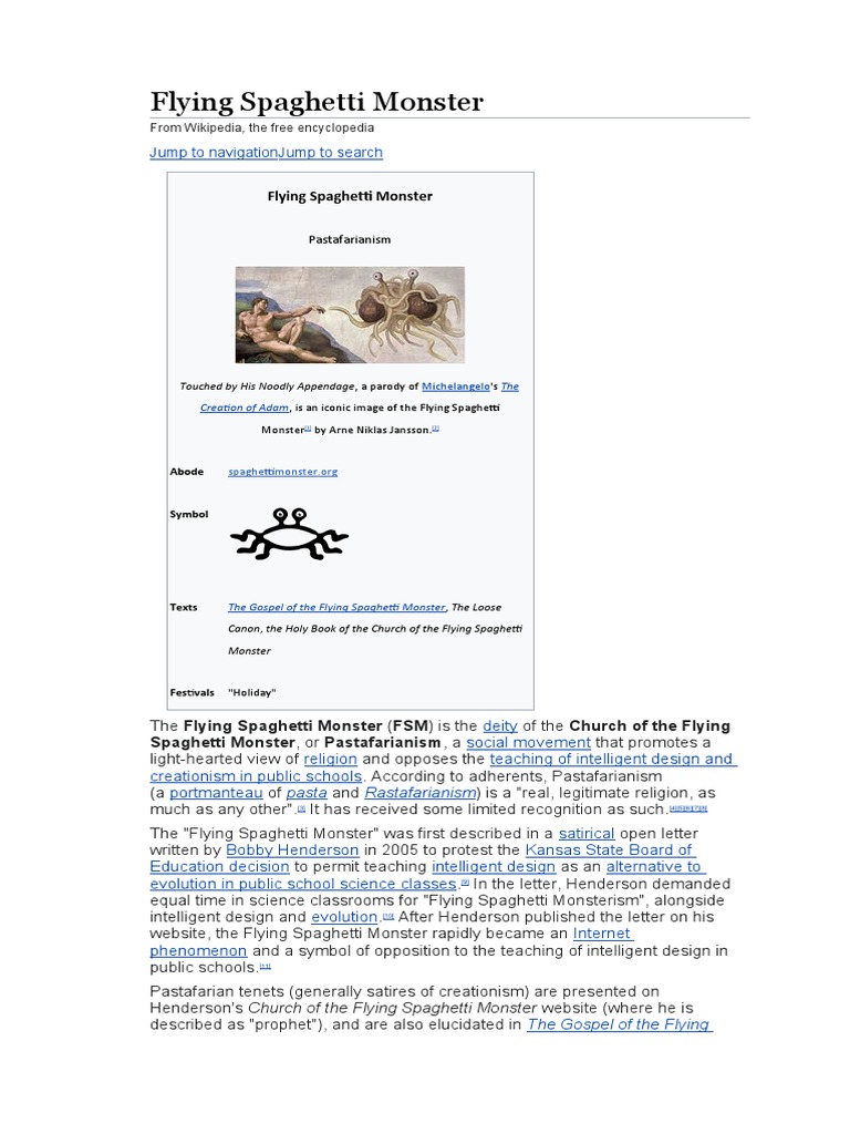 Flying Spaghetti Monster | PDF | Religious Faiths | Supernatural