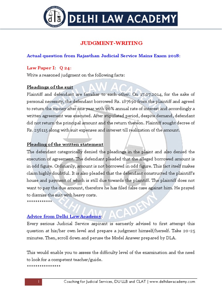 A Carefully Reasoned Judgment: Recovery of Borrowed Money Along With ...