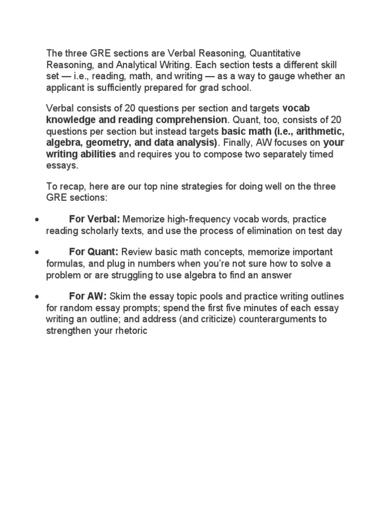 The Three GRE Sections | PDF