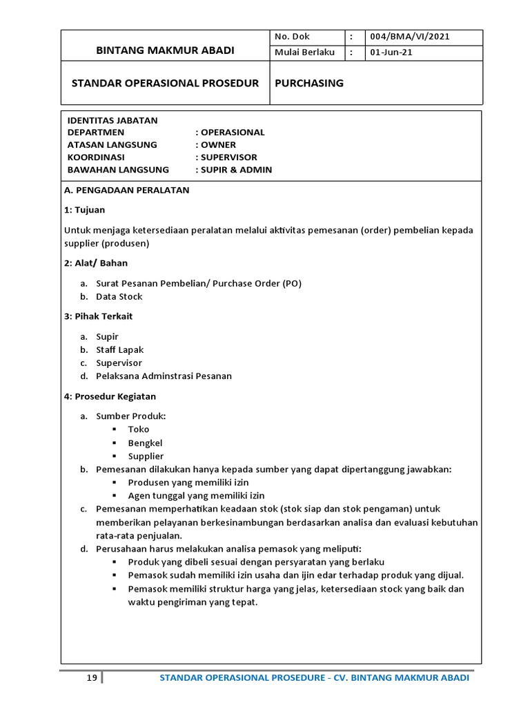 Sop Purchasing 19-24 | PDF