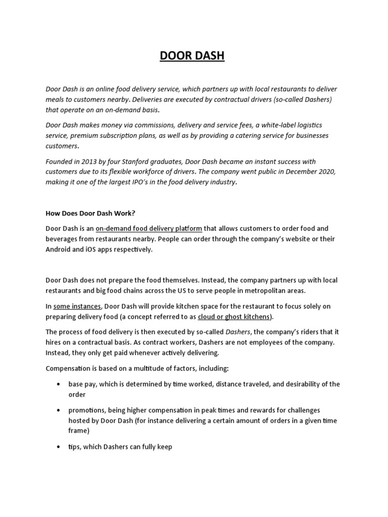 How Does Door Dash Work? | PDF | Fee | Industries