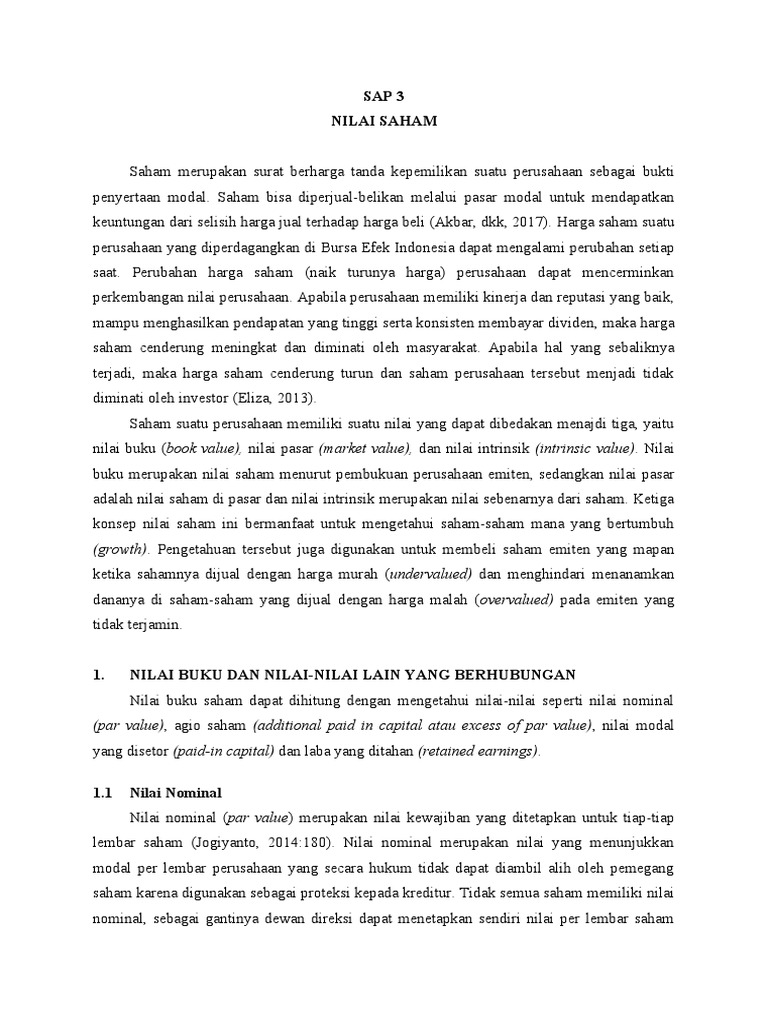 RMK Sap 3 (Nilai Saham) | PDF