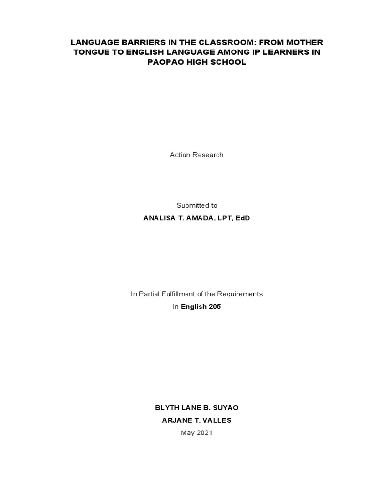 Language Barriers in The Classroom | PDF | Multilingualism | Cross ...