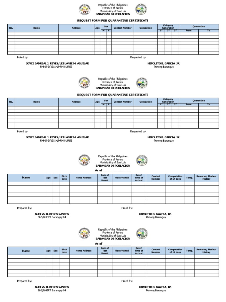 Request Form Quarantine Certificate | PDF | Epidemiology | Wellness