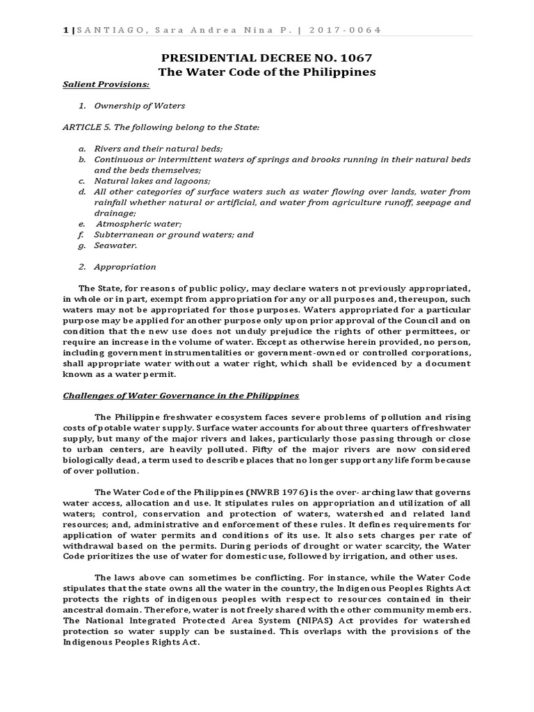 Water Code of The Philippines | PDF | River | Fresh Water