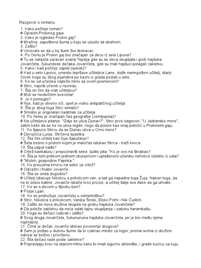 Razgovor o Romanu Orlovi Rano Lete | PDF