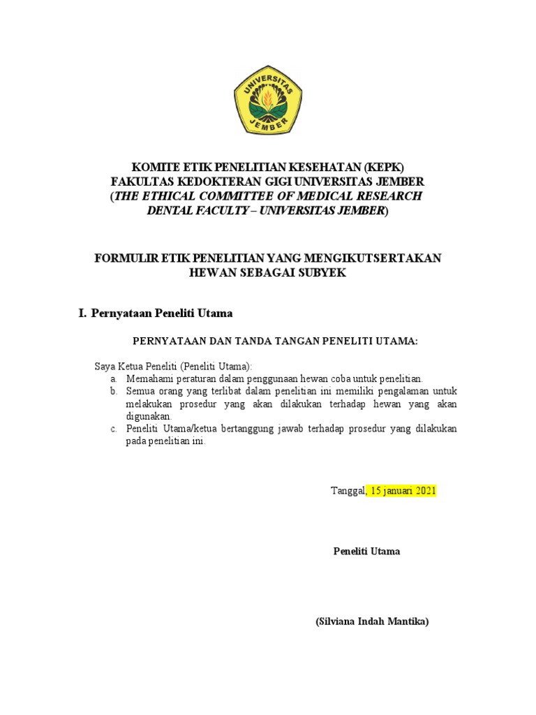 FORM ETIK HEWAN (Silviana Indah M) | PDF | Sains & Matematika