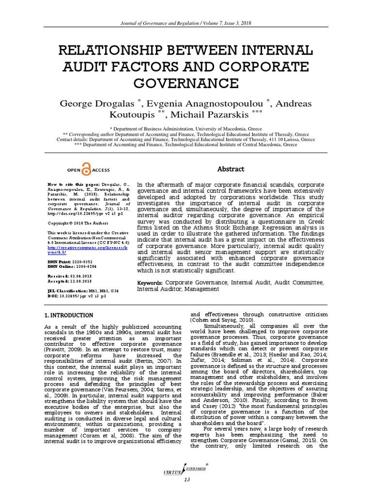 Relationship Between Internal Audit Factors and Co | PDF | Internal ...