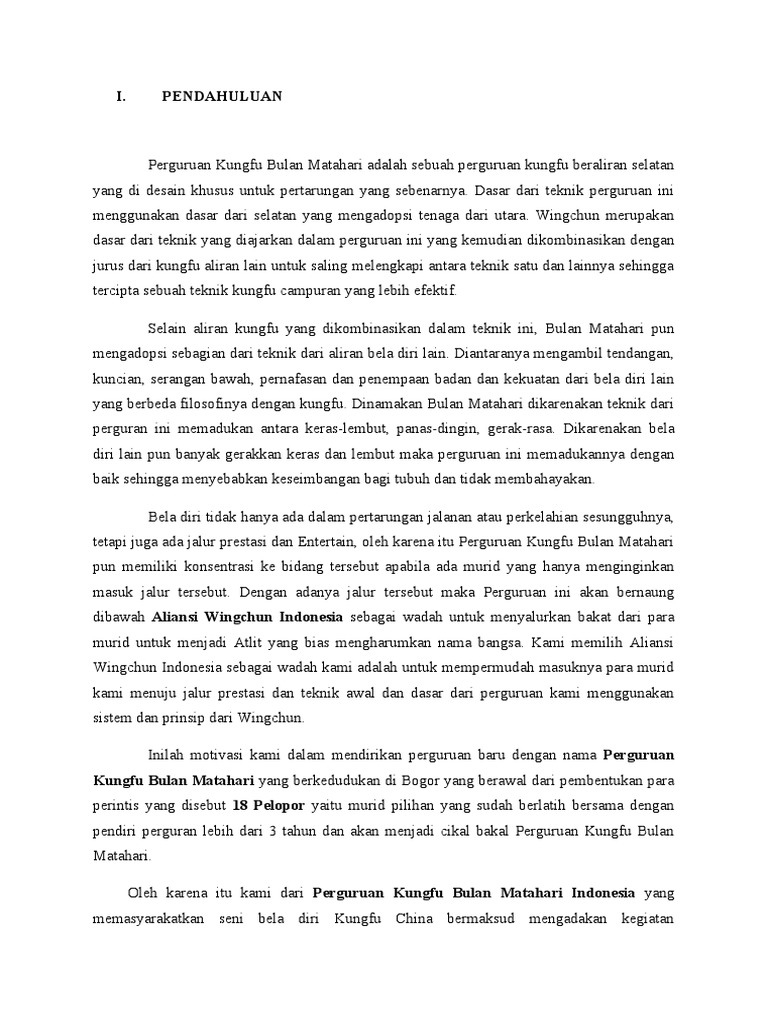 Proposal Ekskul Wingchun PKBM | PDF