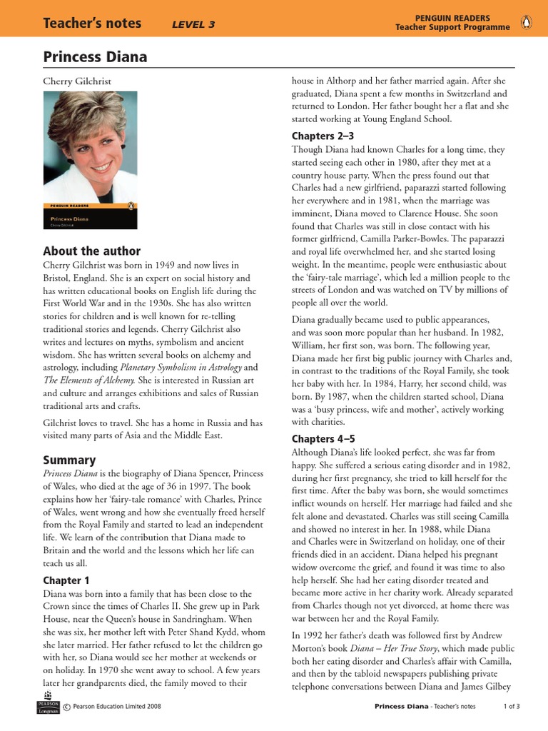 Princess Diana: Teacher's Notes | PDF | Diana
