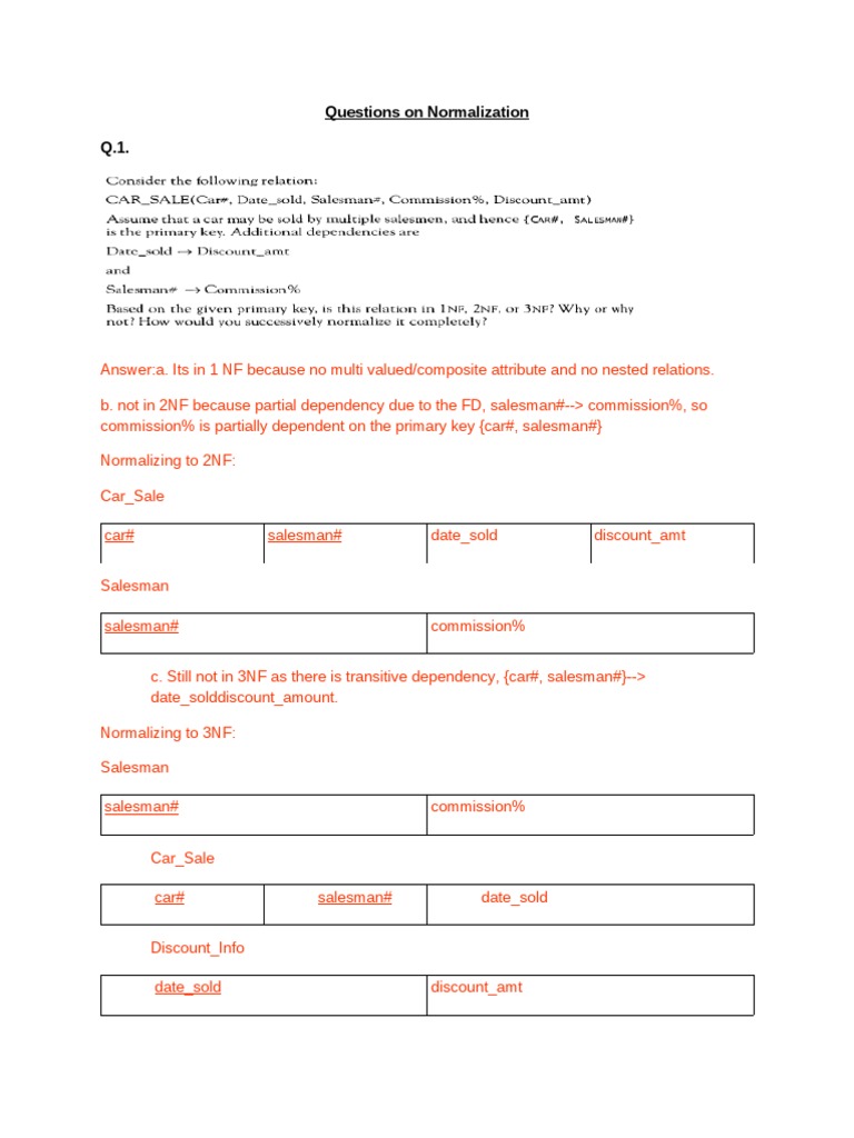 Normalization Solution | PDF | Data Model | Computer Science