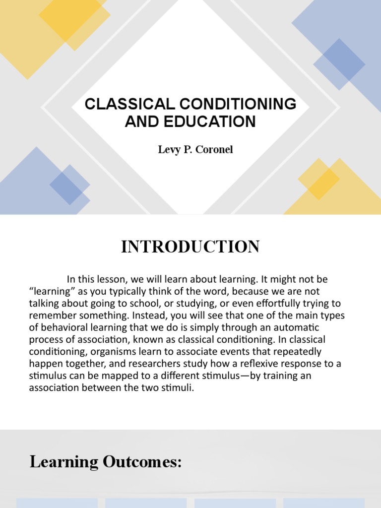 Classical Conditioning and Education | PDF | Classical Conditioning ...