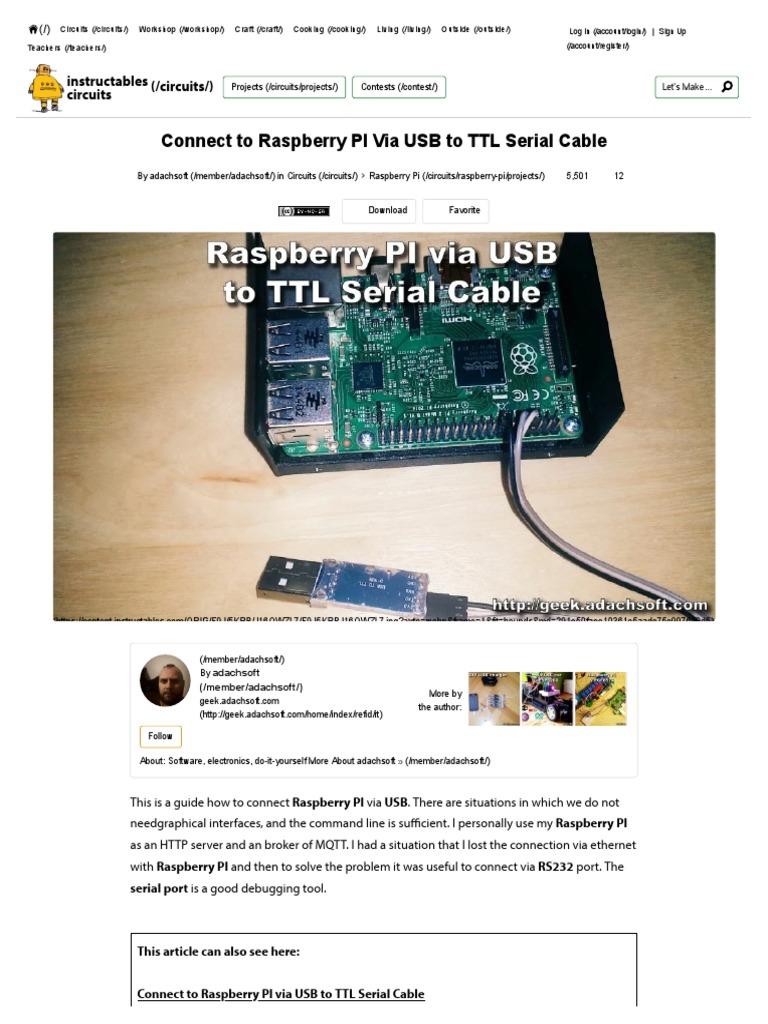 Connect To Raspberry PI Via USB To TTL Serial Cable - 4 Steps - Instructables | PDF | Raspberry ...
