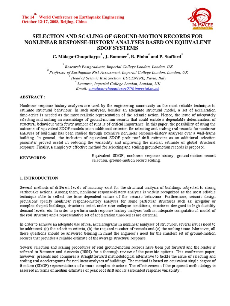 Ground-Motion Record Selection for SDOF | PDF | Moment Magnitude Scale | Seismology