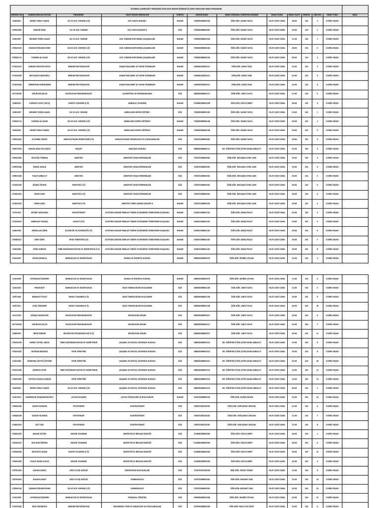 3 Ders Sinav Programi - Yoklama | PDF