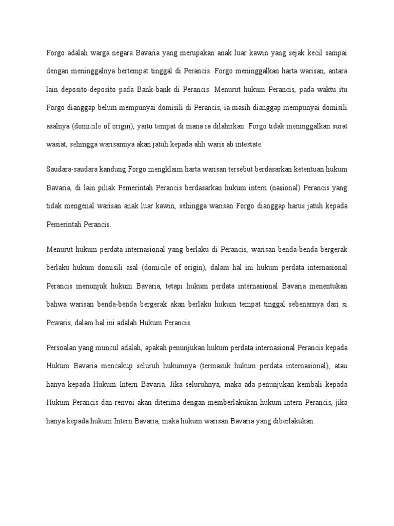Hukum Perdata Internasional Forgo Case | PDF