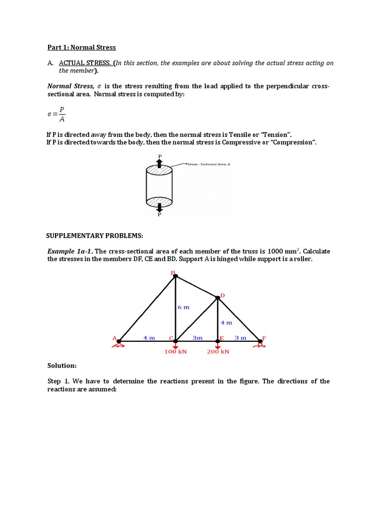 The Member) .: Normal Stress, Is The Stress Resulting From The Load ...