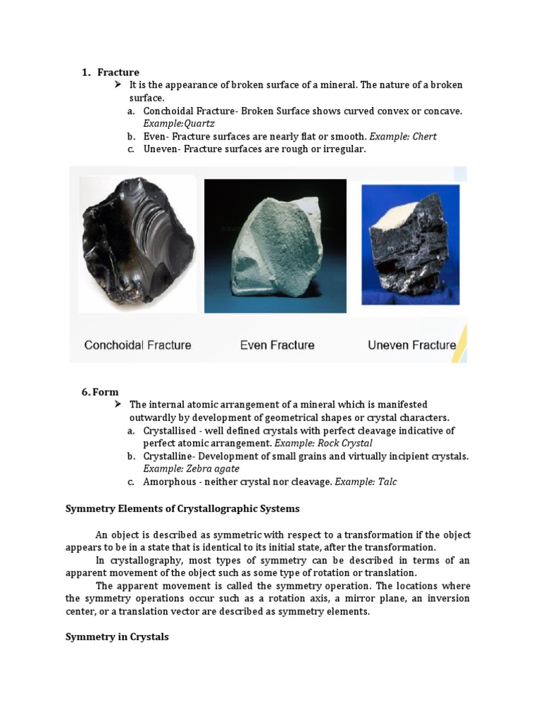 Fracture: Example:Quartz | PDF | Crystal | Rotation