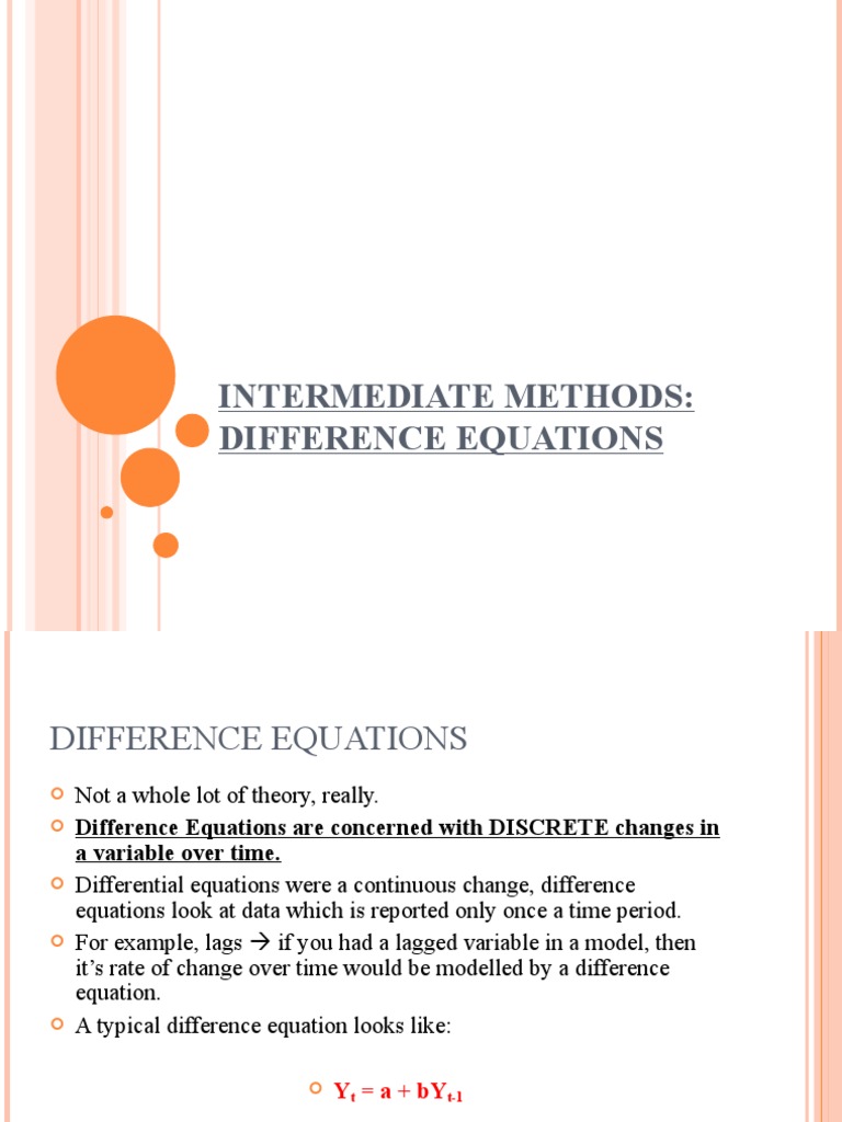 Intermediate Methods: Difference Equations | PDF | Recurrence Relation | Equations