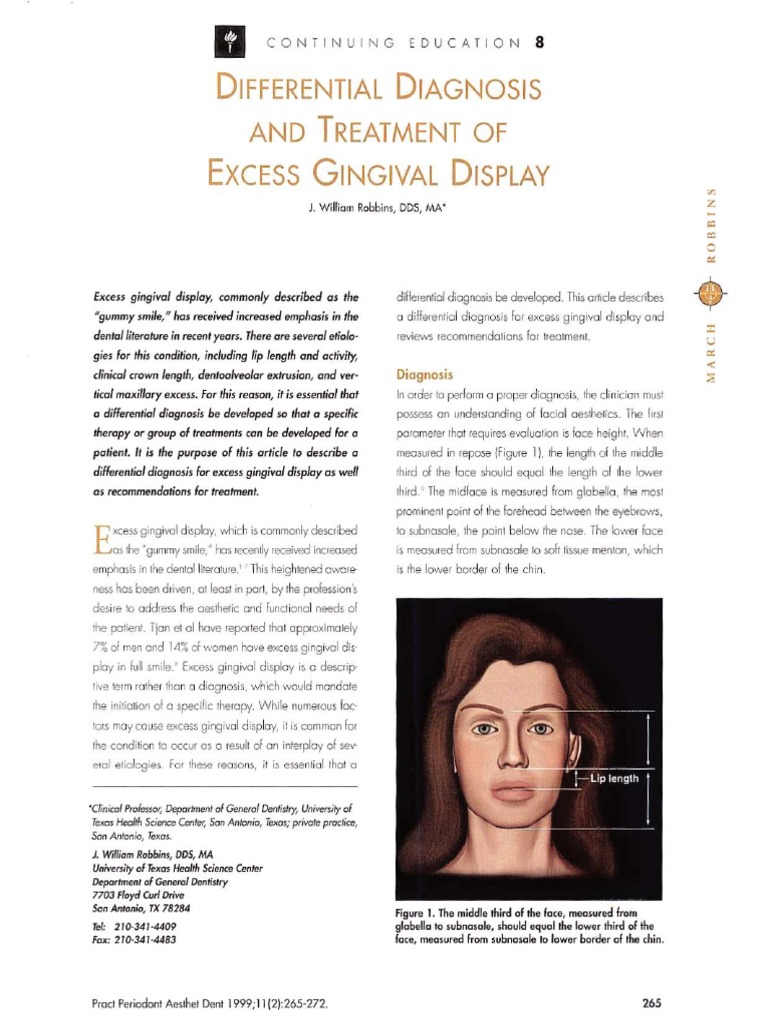 Differential Diagnosis and Treatment of Excess Gingival Display | PDF
