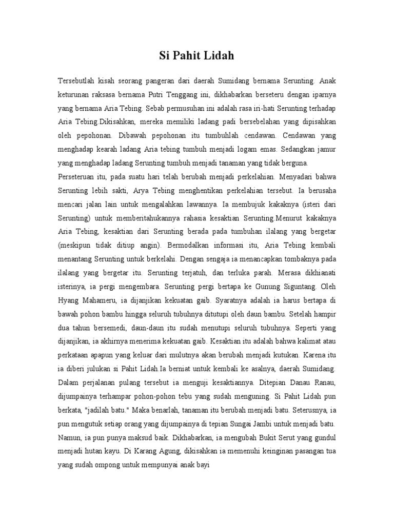 Hikayat Si Pahit Lidah dari Lampung | PDF