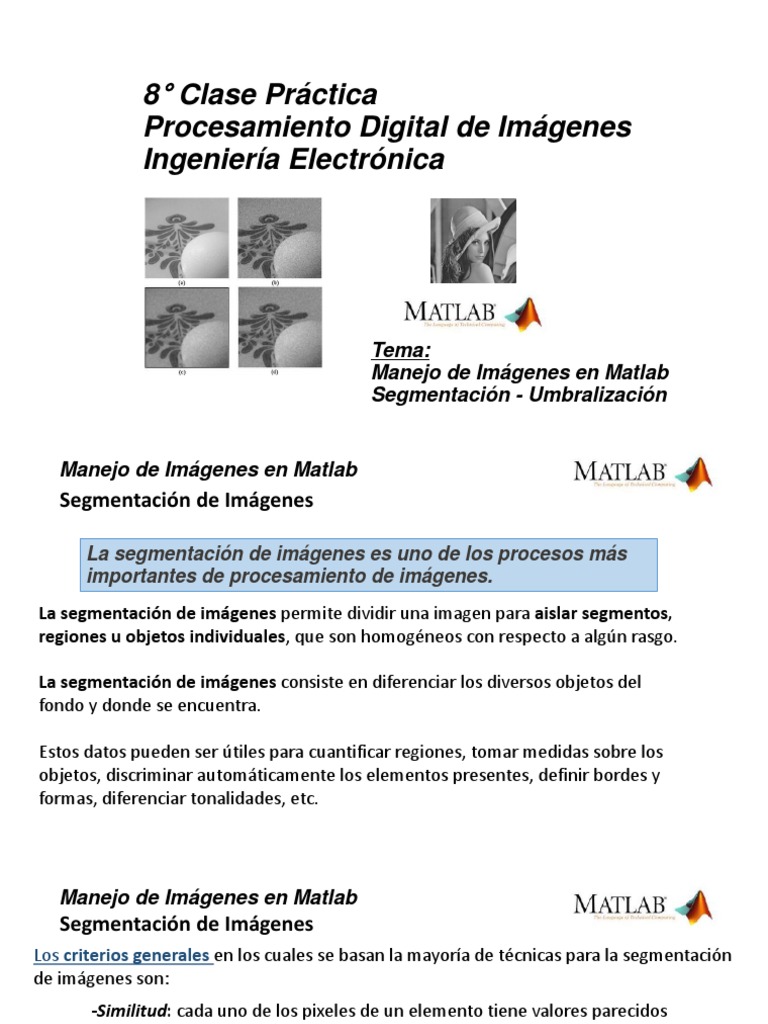 Clase 8 Manejo de Imagenes Con Matlab-Segmentacion | PDF | Segmentación ...