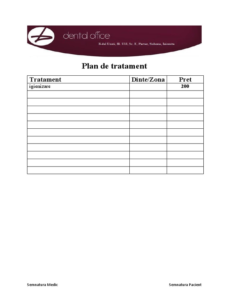 Plan de Tratament | PDF