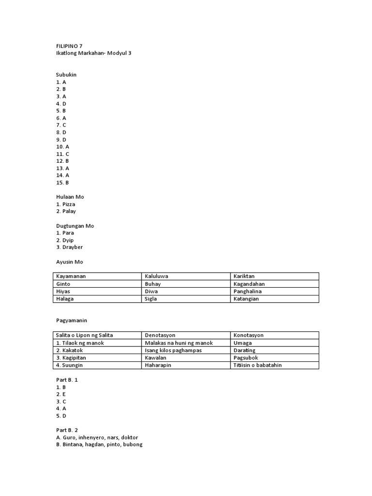 Filipino 7 | PDF