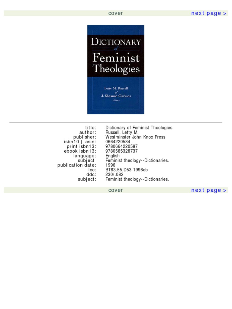Letty M. Russell, J. Shannon Clarkson - Dictionary of Feminist ...