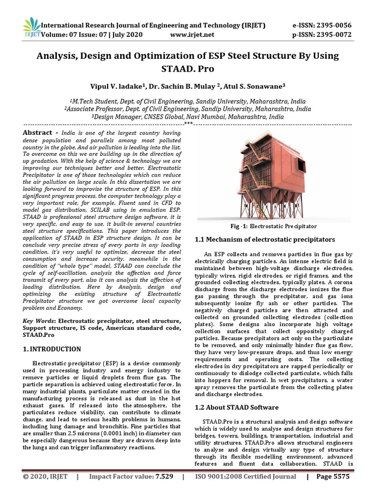 Analysis, Design and Optimization of ESP Steel Structure by Using Staad ...