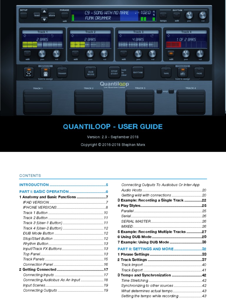 Quantiloop - User Guide: Version: 2.9 - September 2018 | PDF | Ios | Loudspeaker