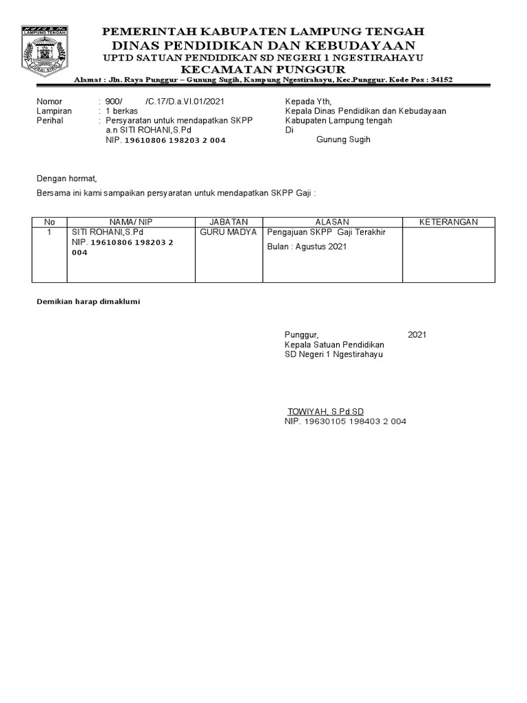 Surat Pernyataan Pengajuan SKPP | PDF