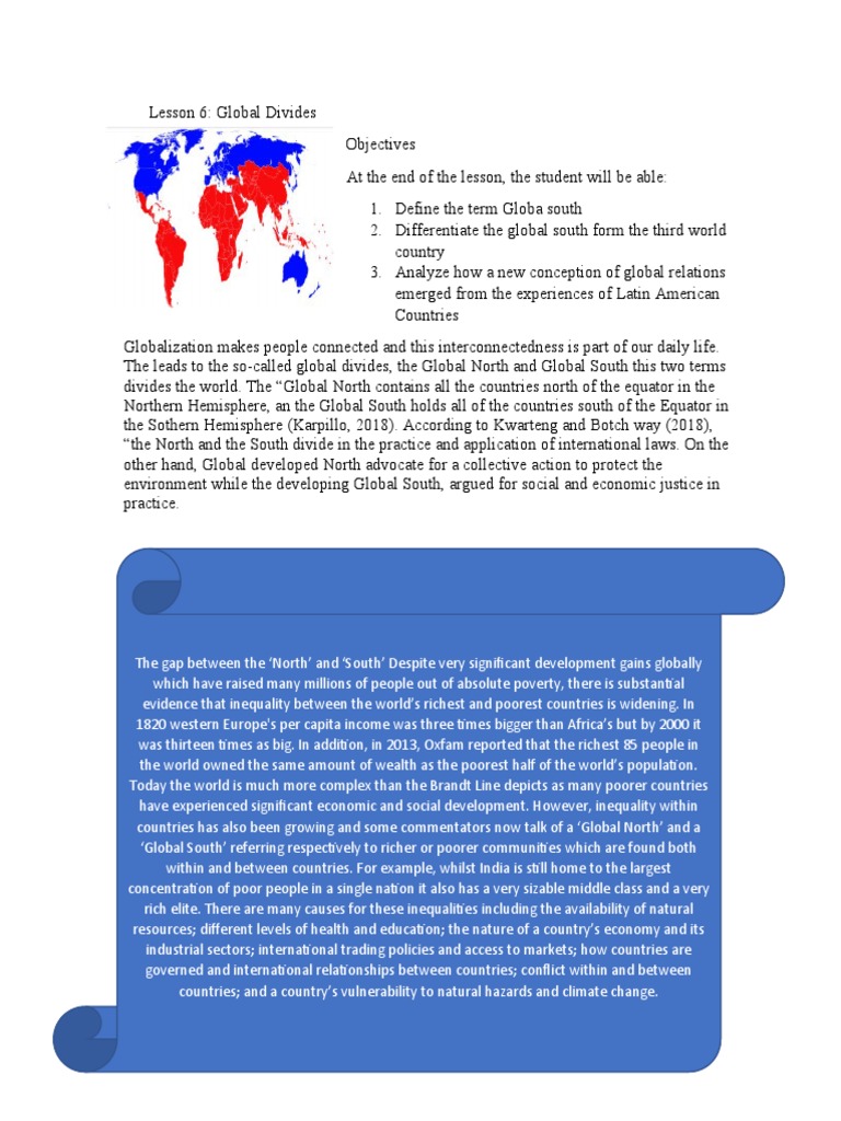 Lesson 6 Global Divides | PDF | North–South Divide | Globalization