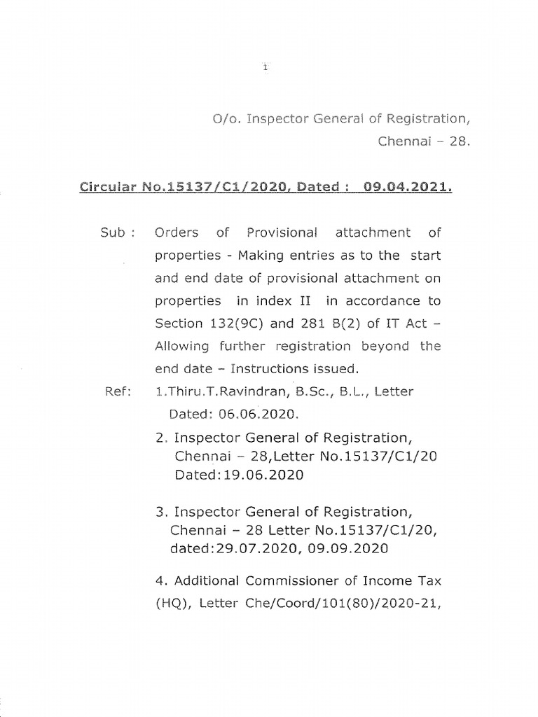 Circular On Provisional Attachment - 15137 - C1 - 2020 | PDF