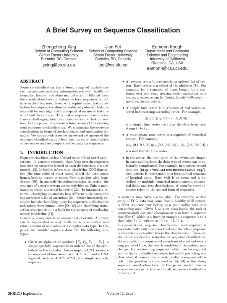Sequence Classification | Download Free PDF | Support Vector Machine ...