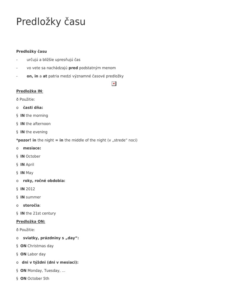 Predlozky Casu 20210618 123233 | PDF