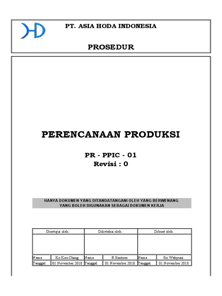 Prosedur Ppic Update 2019 | PDF | Teknologi & Rekayasa