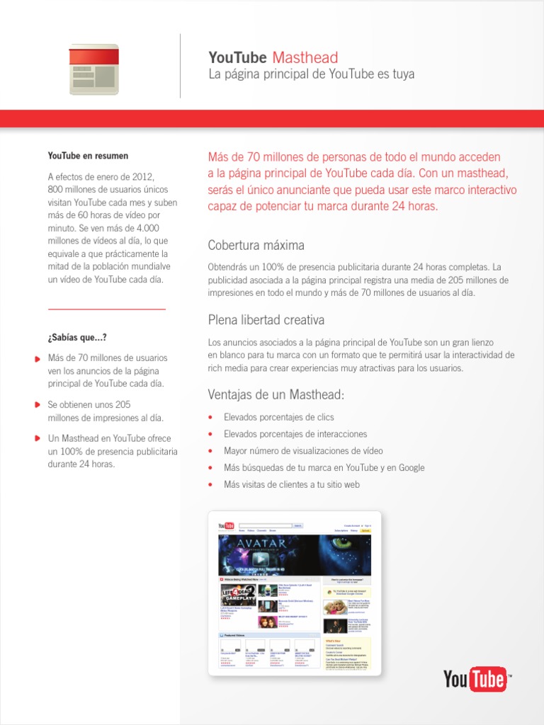 Masthead de Youtube | PDF | Youtube | Red mundial